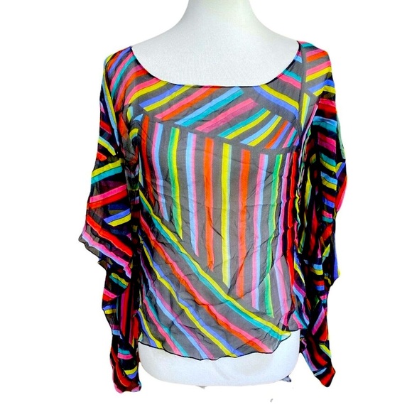Spenser Jeremy | Tops | Spenser Jeremy Blouse Sheer Silk Top Neon ...